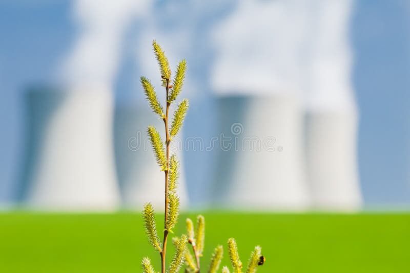 Spring Blossom with a Nuclear Power Plant in the Background Stock Image ...