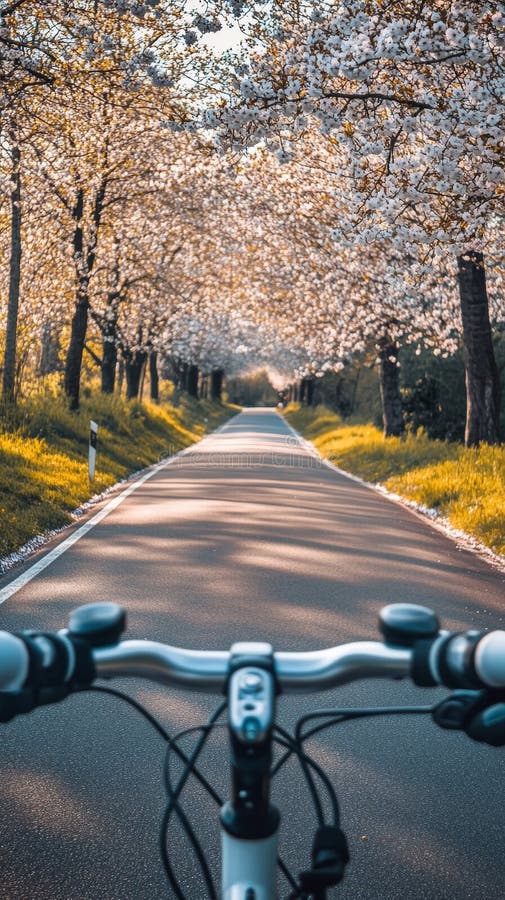 Spring Blossom Road Bike Ride - Scenic Springtime Journey Stock ...