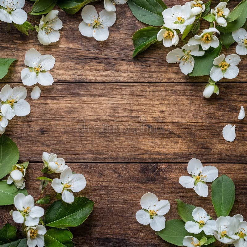 Spring Blossom on Wooden Background. Flat Lay, Top View Stock ...