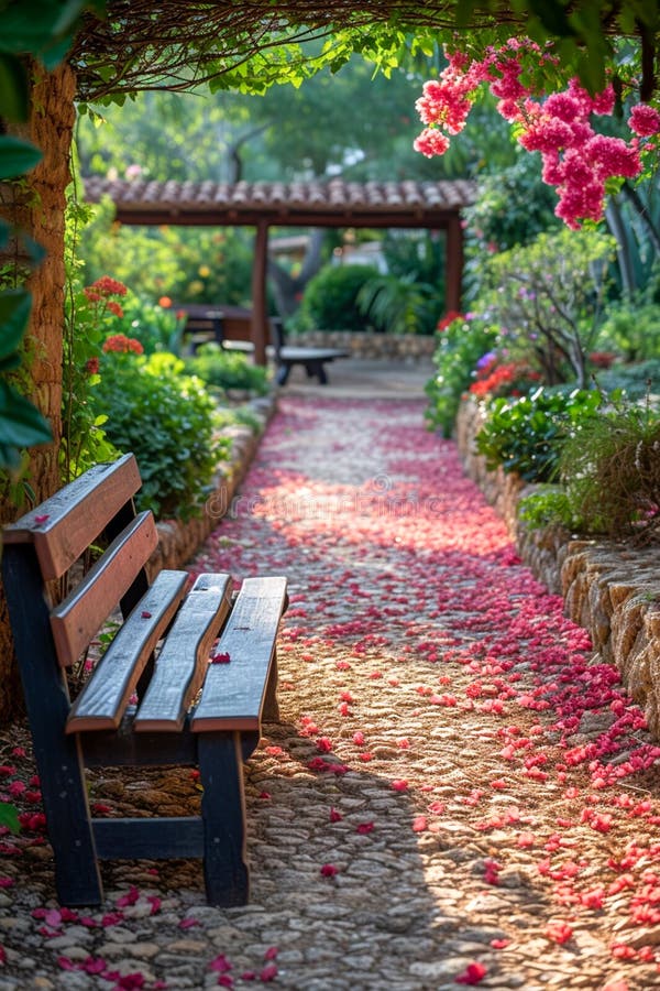 Spring Blossoms Abound in Botanical Garden Stock Illustration ...