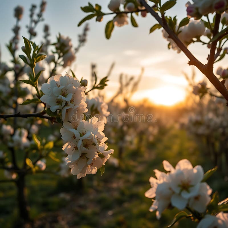 Spring Blossoms on English Apple Trees Stock Illustration ...