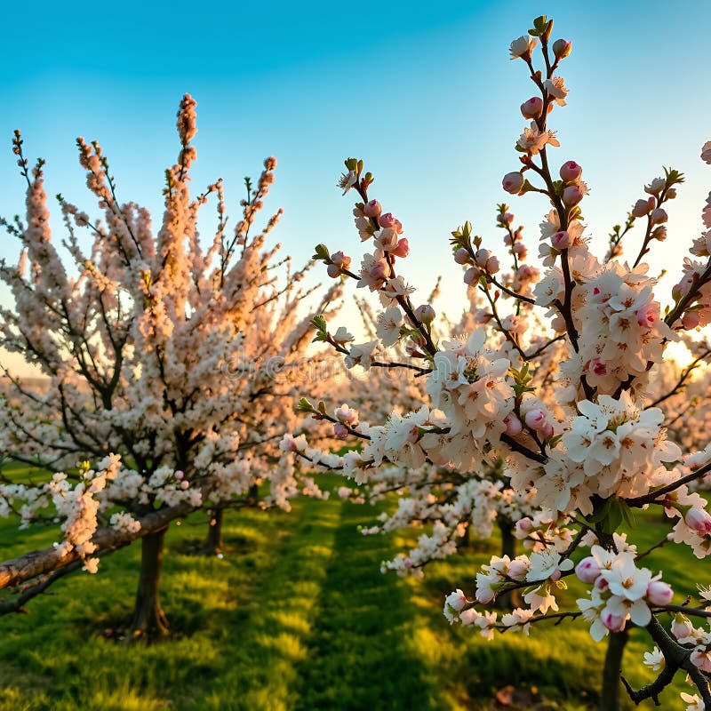 Spring Blossoms on English Apple Trees Stock Illustration ...
