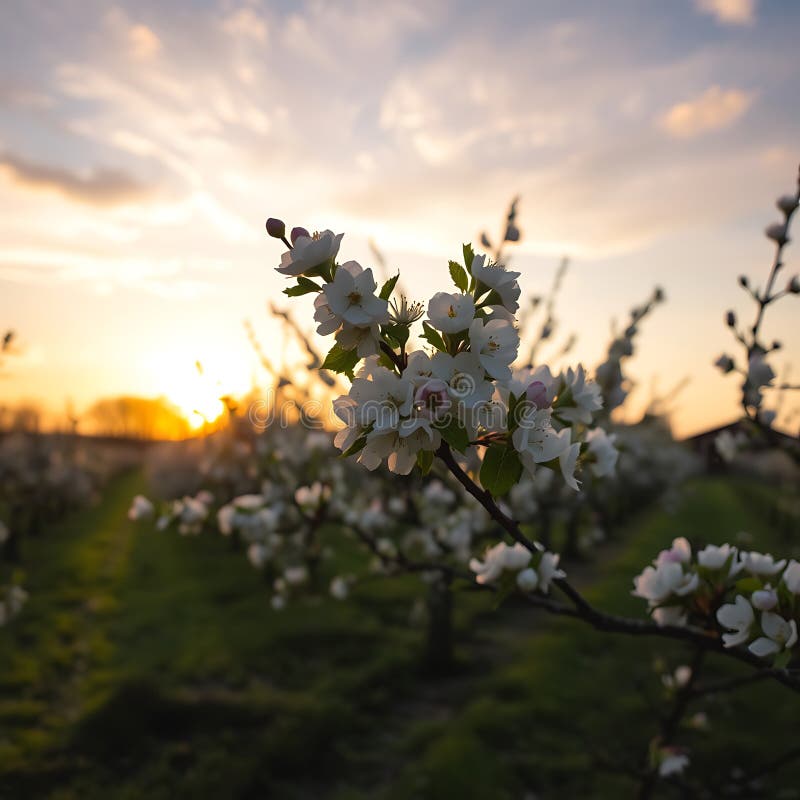Spring Blossoms on English Apple Trees Stock Illustration ...