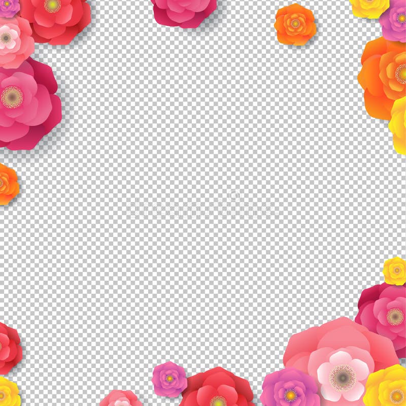 Spring Border with Flowers Transparent Background Stock Vector ...