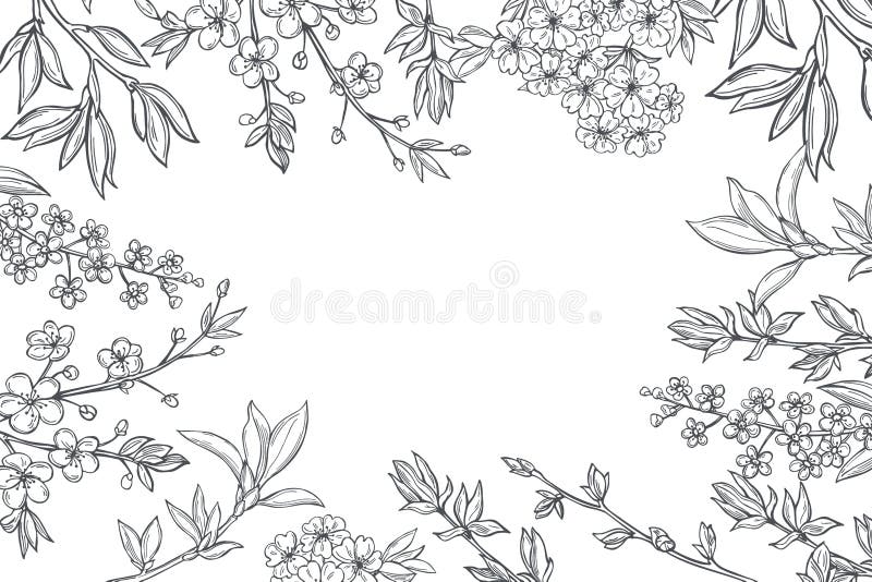 Spring Branches with Flowers. Vector Background Stock Vector ...