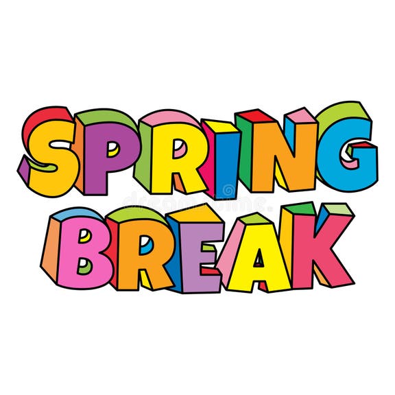 Spring Break Cartoon Text Design Vector Illustration Stock Vector ...