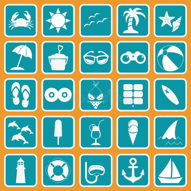 Spring Break Cute Icon Set Stock Illustrations – 39 Spring Break Cute ...