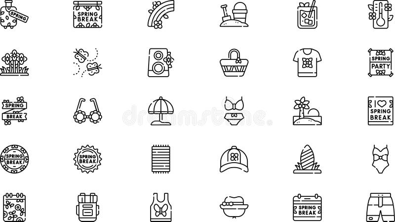 Spring Break Icons High-Quality Vector Icons Collection with Editable ...