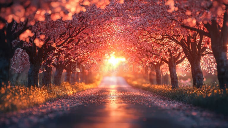 Spring Break Road Trip. Serene Spring Break Road Trip Under Blooming ...