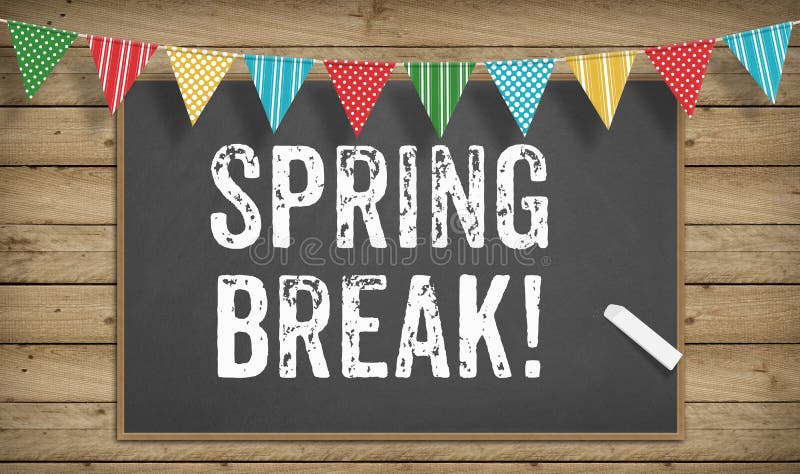 Spring Break Written in Chalk on Black Board Stock Illustration ...