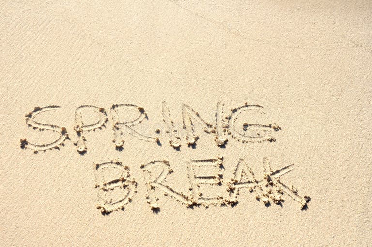 Spring Break Written in Sand on Beach Stock Photo - Image of sunny ...