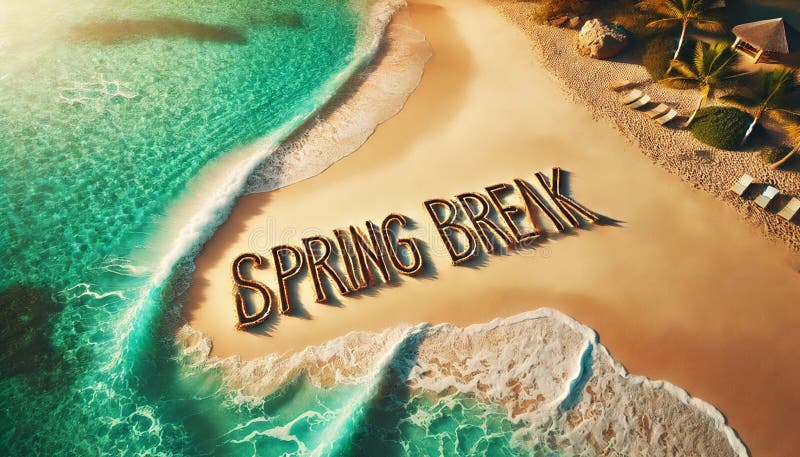 Spring Break Written in the Sand on a Beach Stock Image - Image of ...