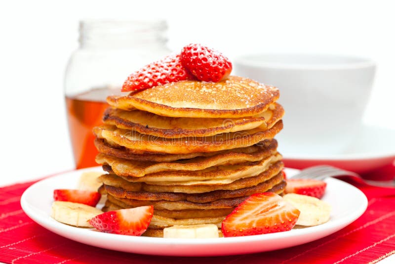 Spring Breakfast: Golden Pancakes Pancakes Stock Photo - Image of ...