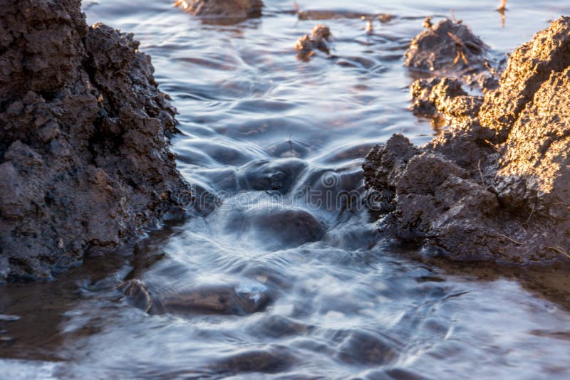 Spring Brook. Streams Run through the Spring on the Way Melting Ice and ...