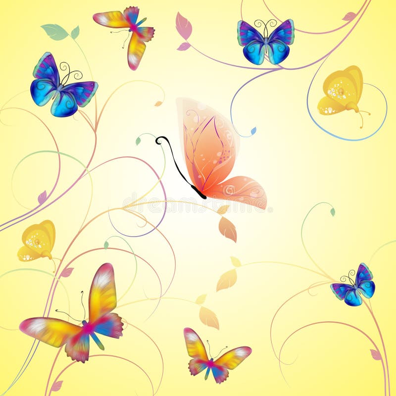 Spring butterflies vector stock vector. Illustration of background ...