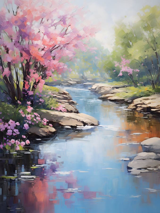 Spring California. Oil Painting in Impressionism Style Stock ...