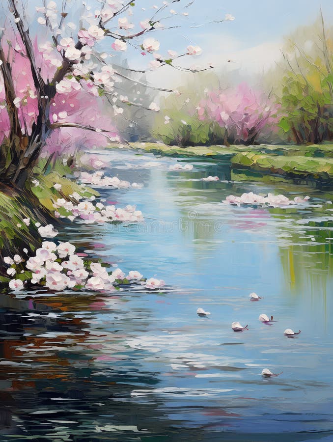 Spring California. Oil Painting in Impressionism Style Stock ...