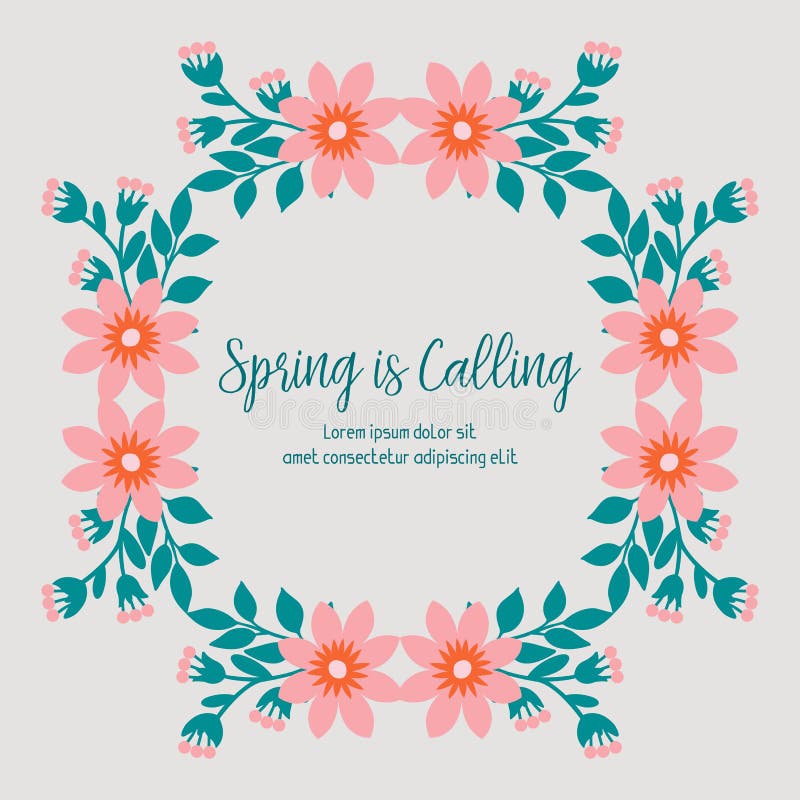 Spring Calling Celebration Greeting Card, with Leaf and Floral Modern ...