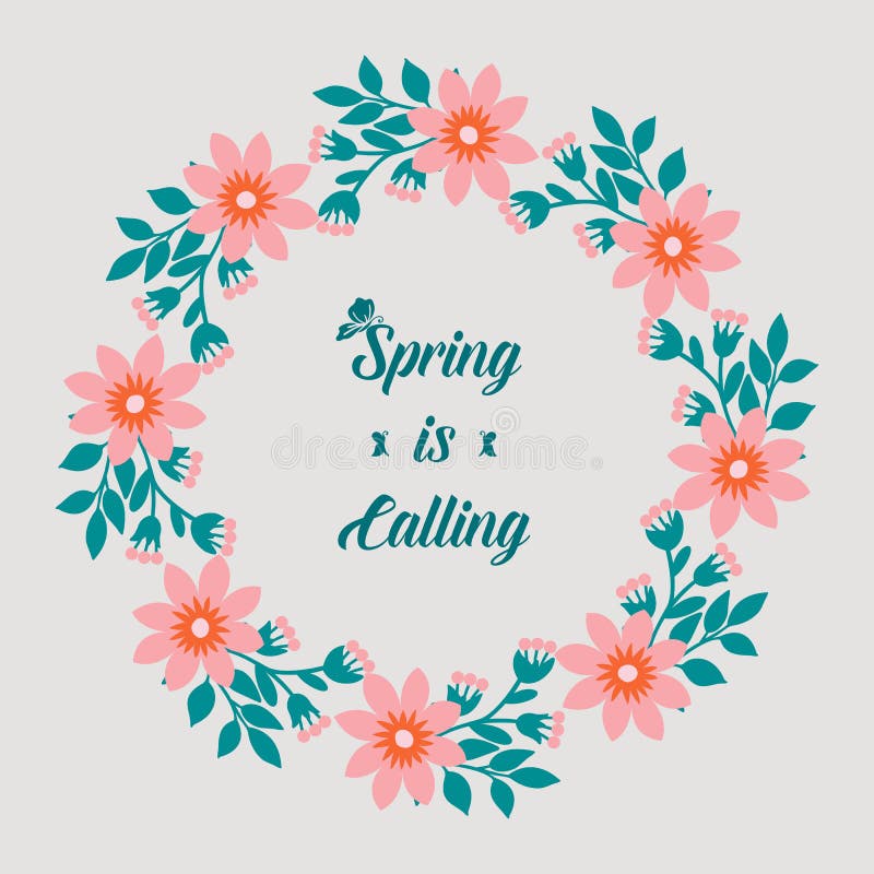 Spring Calling Celebration Greeting Card, with Leaf and Floral Modern ...