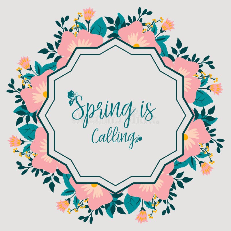 Spring Calling Greeting Card Design, with Beautiful Ornate of Leaf and ...