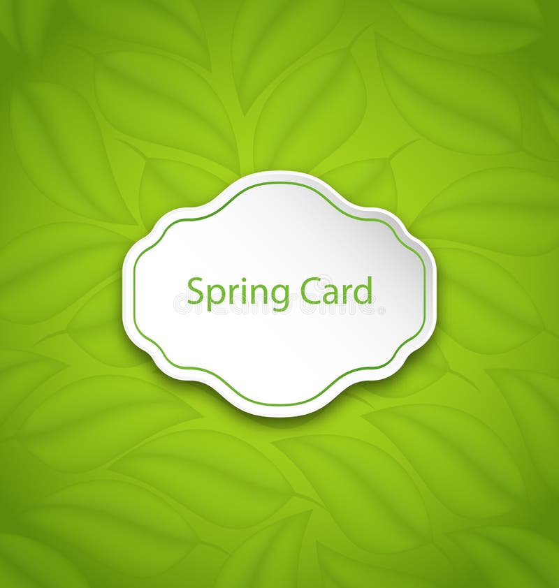 Spring Card on Eco Pattern with Green Leaves Stock Vector ...