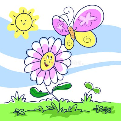 Spring - Cartoon Illustration Stock Vector - Illustration of daisy ...