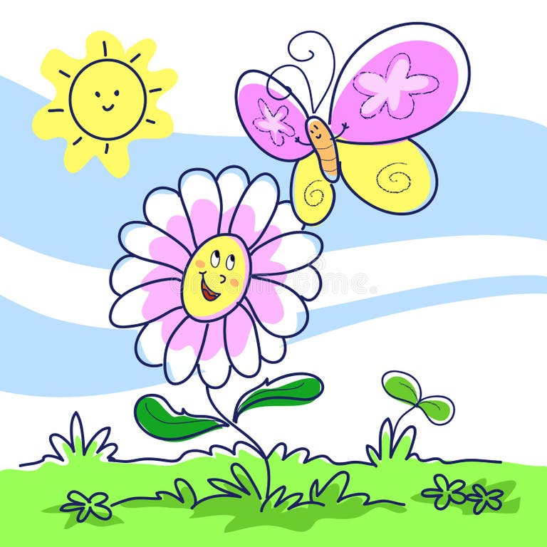 Spring - Cartoon Illustration Stock Vector - Illustration of daisy ...