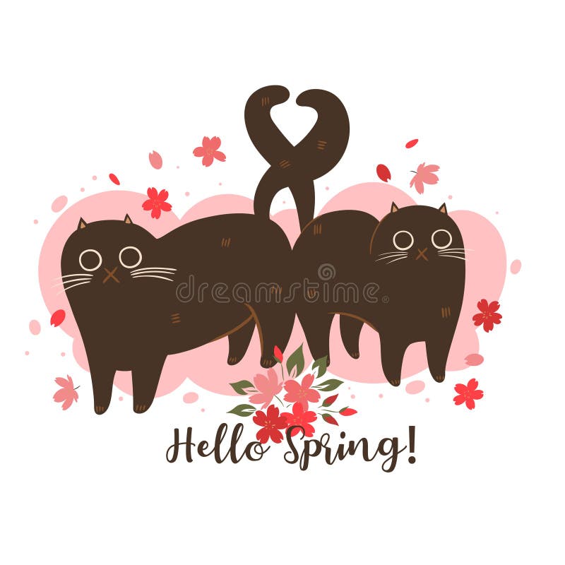 Spring cats stock vector. Illustration of funny, spring - 18798687