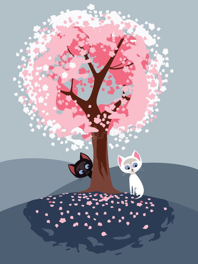 Spring cats stock vector. Illustration of cute, outdoor - 48296605