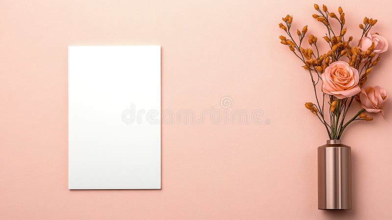 Spring Celebration Greeting Card with Roses and Paper Note Frame on ...