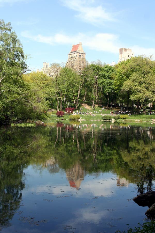 Spring in Central Park stock image. Image of high, skyline - 775027