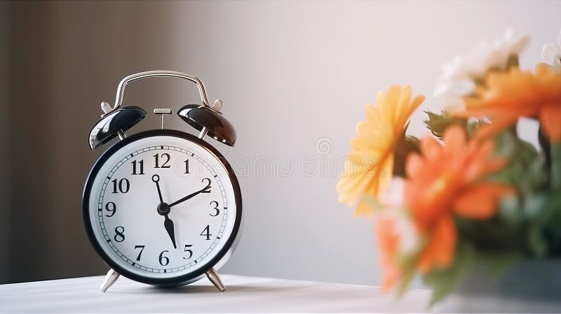 Spring Change, Daylight Saving Time Concept. White Alarm Clock and ...