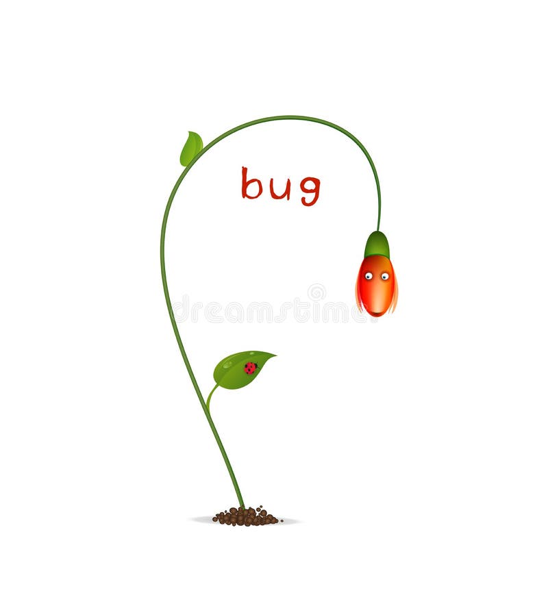 Spring Character on the White Background, Red Flower and Bud, Flower ...