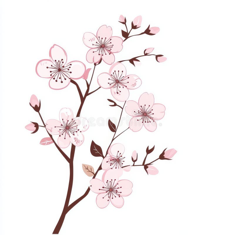 Spring Cherry Blossom Branch Illustration for Invitations and Cards. Stock Illustration ...