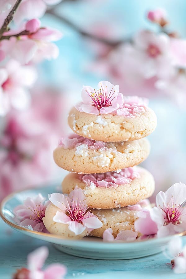 Spring Cherry Blossom Cookies Delicate Dessert with Floral Decoration ...