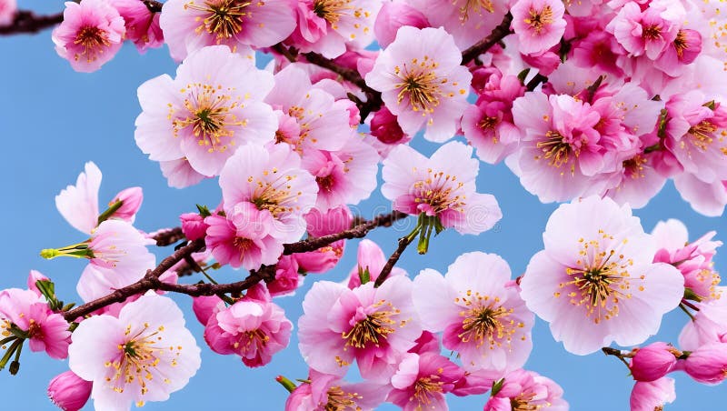 Spring Cherry Blossom Flowers Background. Seasonal Spring Flowers Tree ...