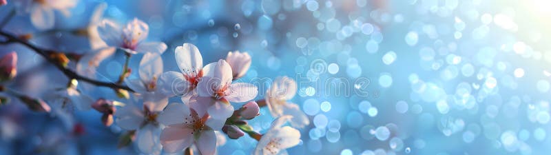 Spring Cherry Blossoms Banner with Bokeh Stock Illustration ...