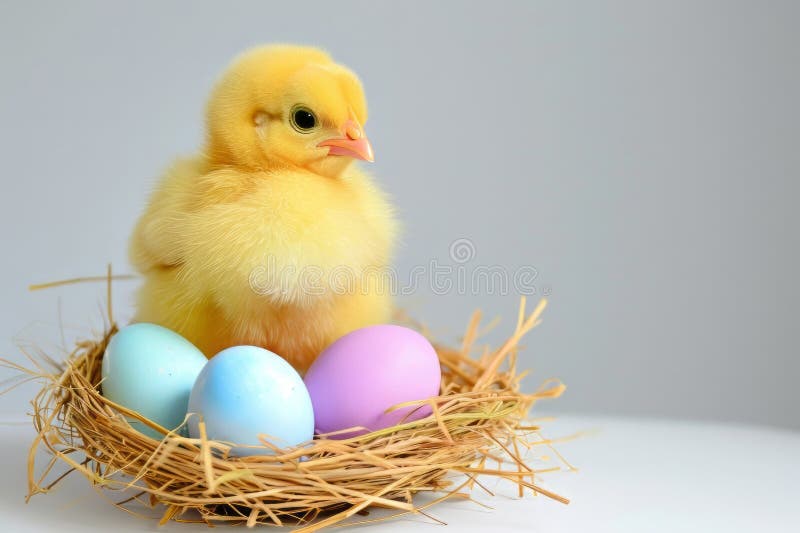 Spring Chickens are Hatching Eggs in the Nest,outside World is in a ...
