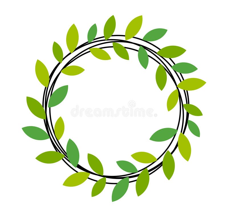 Spring Circle Green Leaf Wreath. Plant Design Element Stock Vector ...