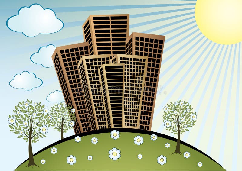 Spring City stock vector. Illustration of vector, buildings - 22080782