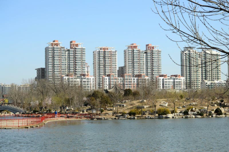 Spring city stock image. Image of park, pavilion, apartment - 51832851