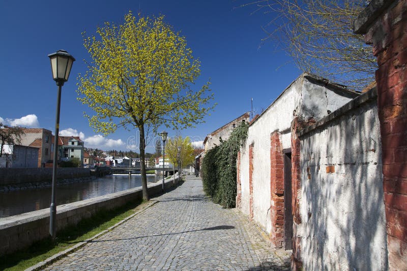 Spring Cityscape with Rural Buildings Stock Photo - Image of ...