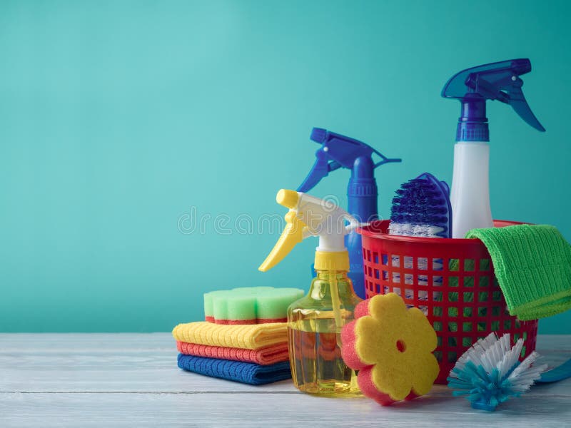 Office Cleaning Service Concept with Supplies Stock Photo - Image of ...