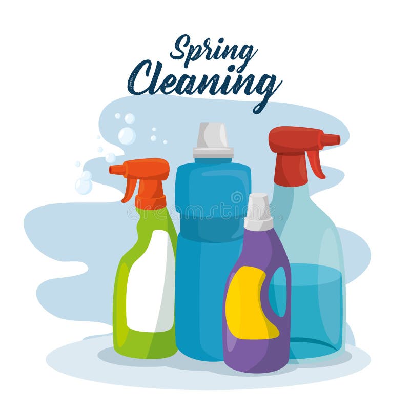 Spring Cleaning Supplies Border Tools of Housecleaning Background Stock ...