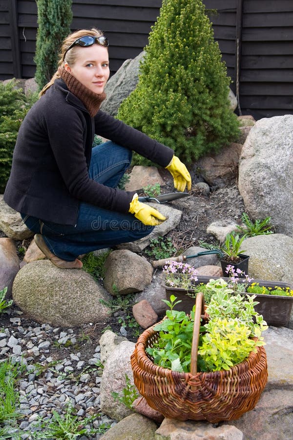 Spring cleaning in garden stock image. Image of basket - 5037499