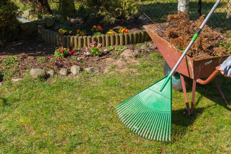 Spring Cleaning in the Garden. Stock Image - Image of grid, tree: 178231249