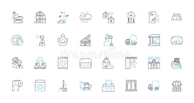 Spring Cleaning Linear Icons Set. Decluttering, Organizing, Refreshing ...