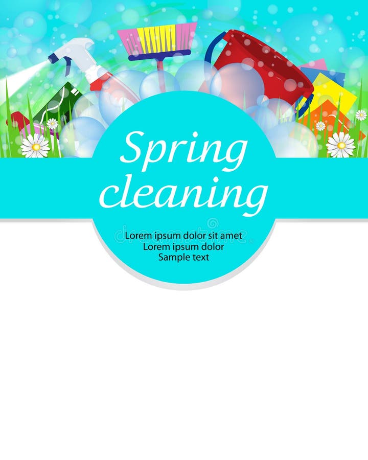Spring Cleaning Service Concept. Tools for Cleanliness and Disinfection ...