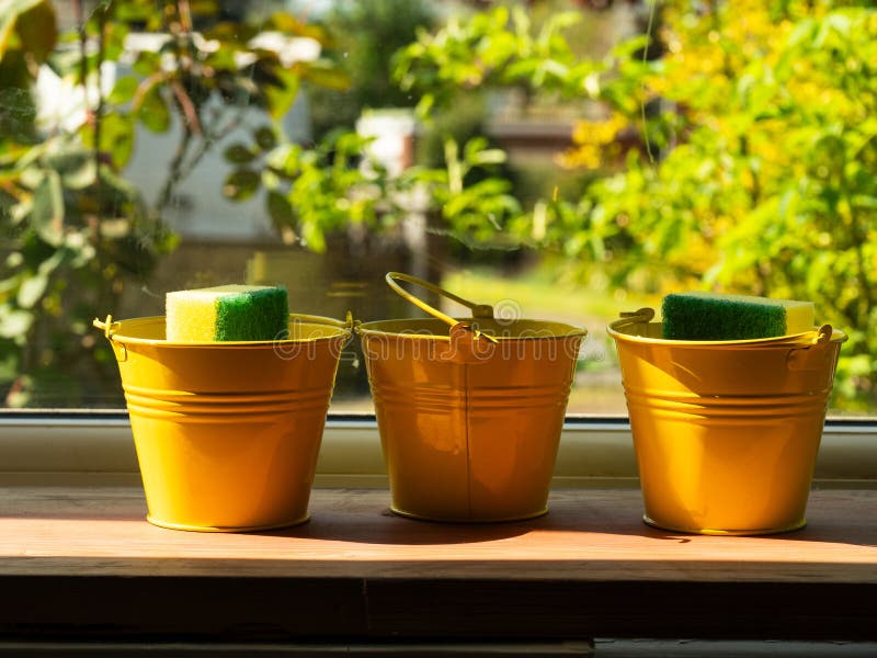 Spring Cleaning Washing Windows with Soapy Suds Stock Photo - Image of ...