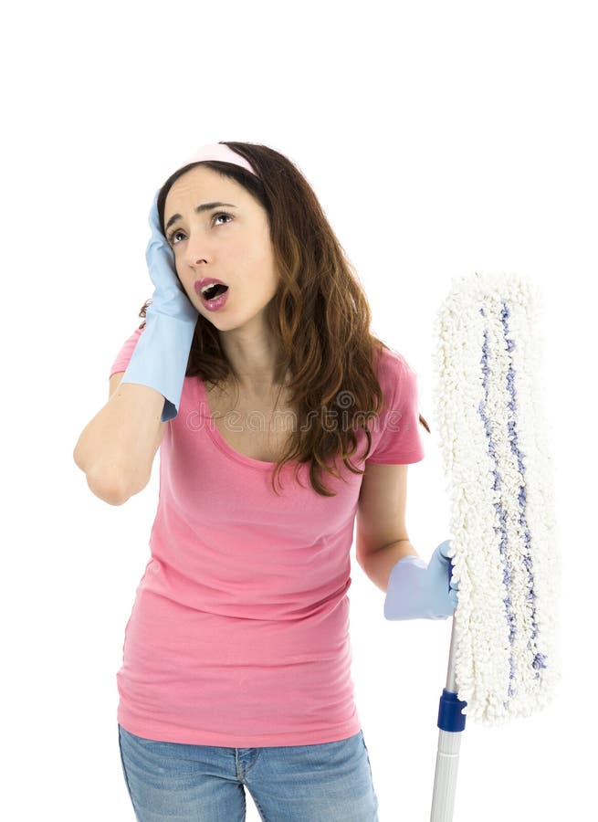 Spring Cleaning Woman Overworked Stock Photo - Image of housekeeping ...